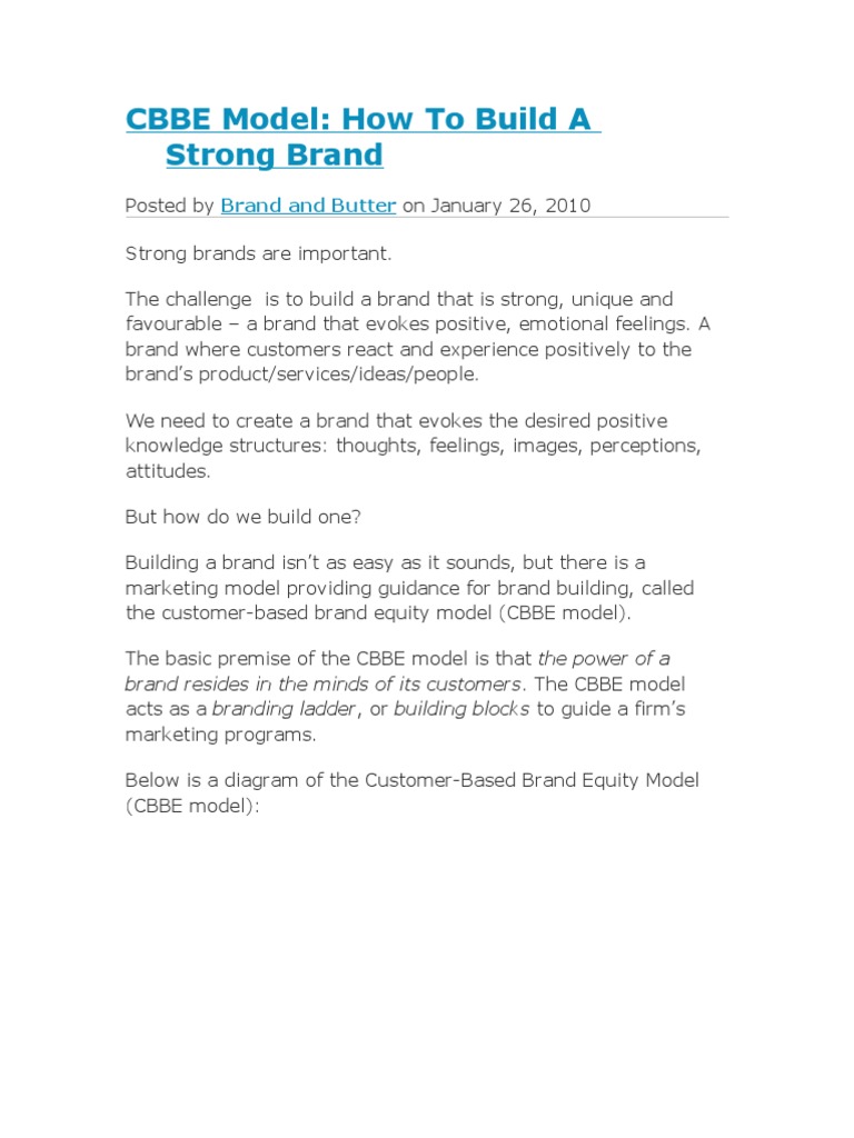 Cbbe Model | PDF | Brand | Feeling