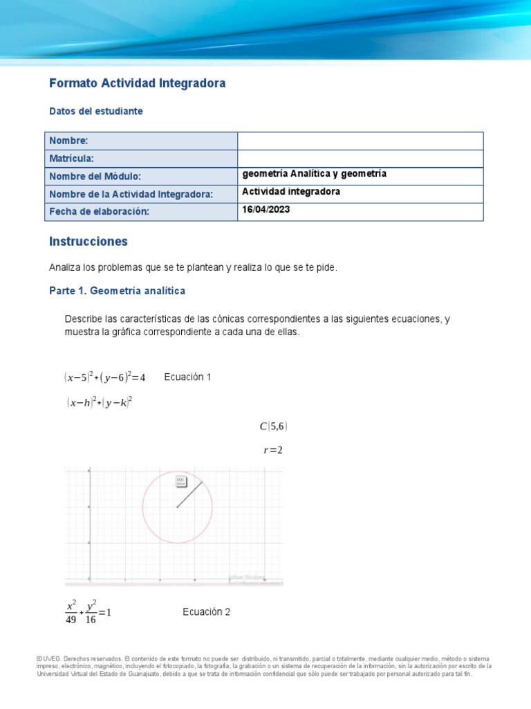 APELLIDO NOMBRE Actividad Integradora | PDF | Elipse | Media