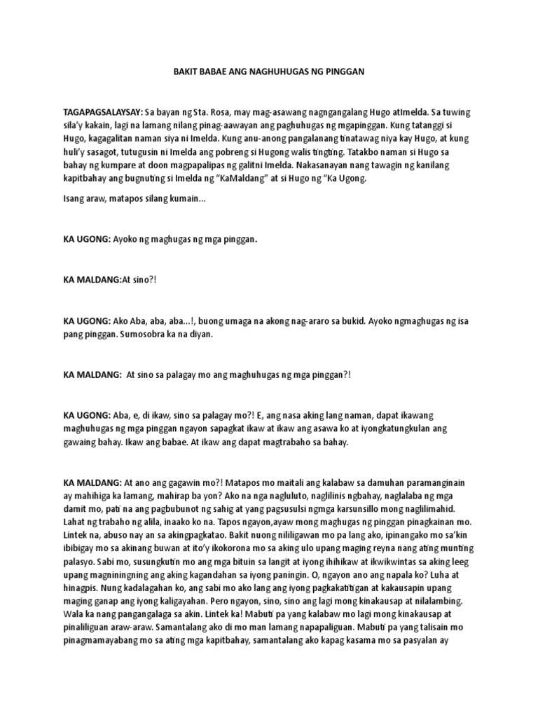 Bakit Babae Ang Naghuhugas NG Pinggan | PDF