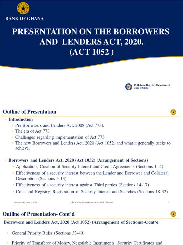 Overview of Borrowers and Lenders Act 2020 | PDF | Security Interest ...