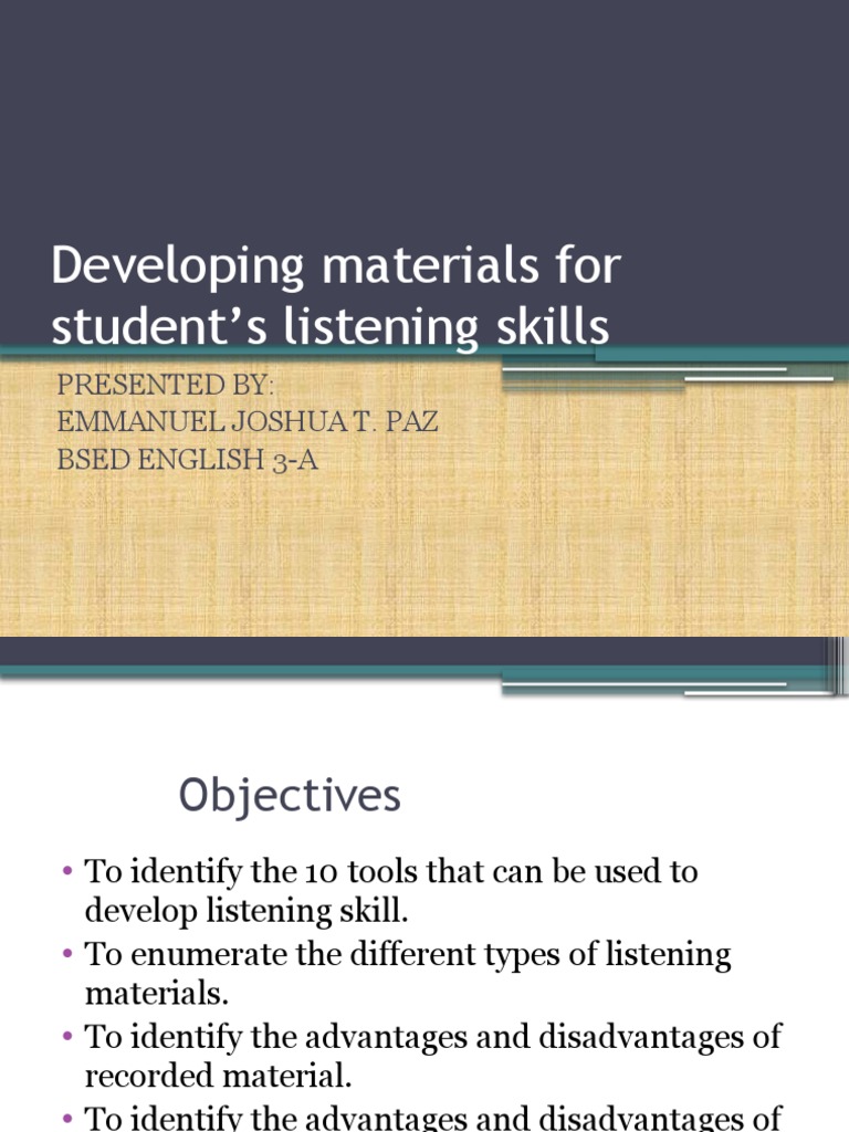 Developing Materials For Students Listening Skills | PDF | Podcast ...