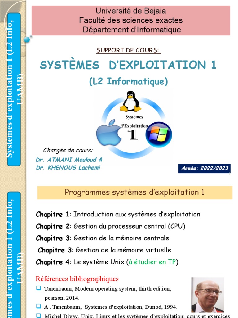 Cours sur les Systèmes d'Exploitation | PDF | Système d'exploitation | Linux