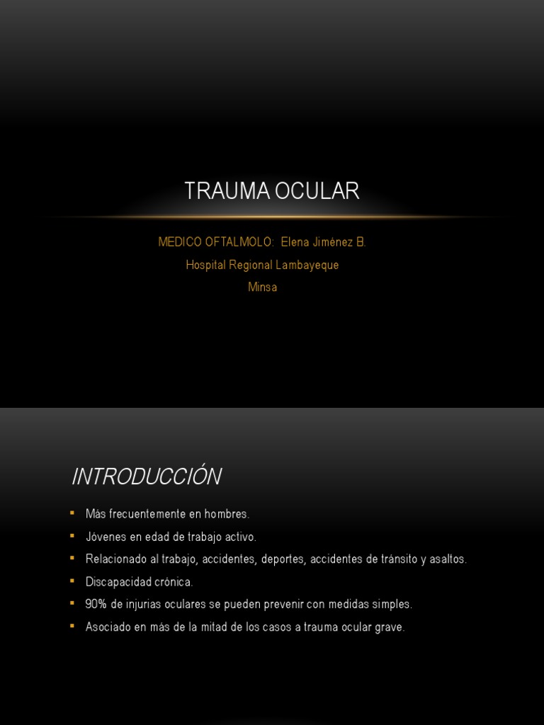 Trauma Ocular | PDF | Glaucoma | Córnea