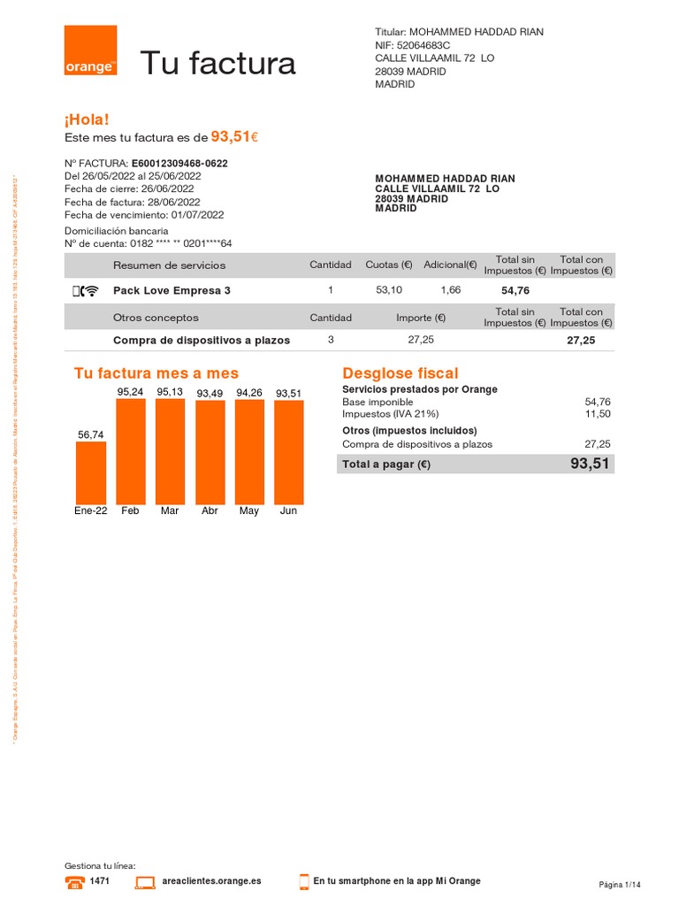 Descarga Factura E60012309468-0622 | PDF | Telecomunicaciones ...