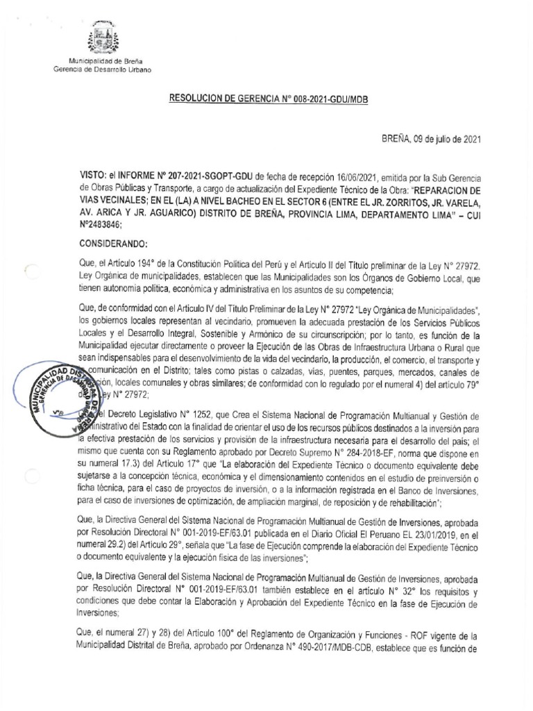 Resolucion de Aprobacion de Expediente | PDF Resolucion de Aprobacion de Expediente | PDF