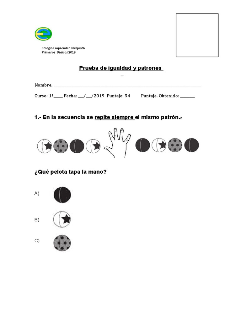 Prueba Patrones 1º | PDF