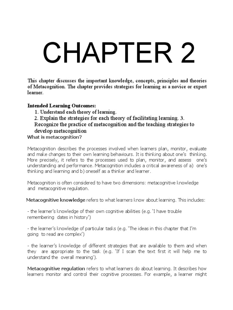 Chapter 2 Pdf Metacognition Learning