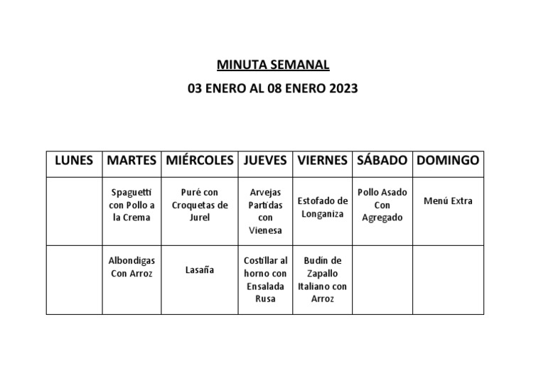 Minuta Semanal | PDF