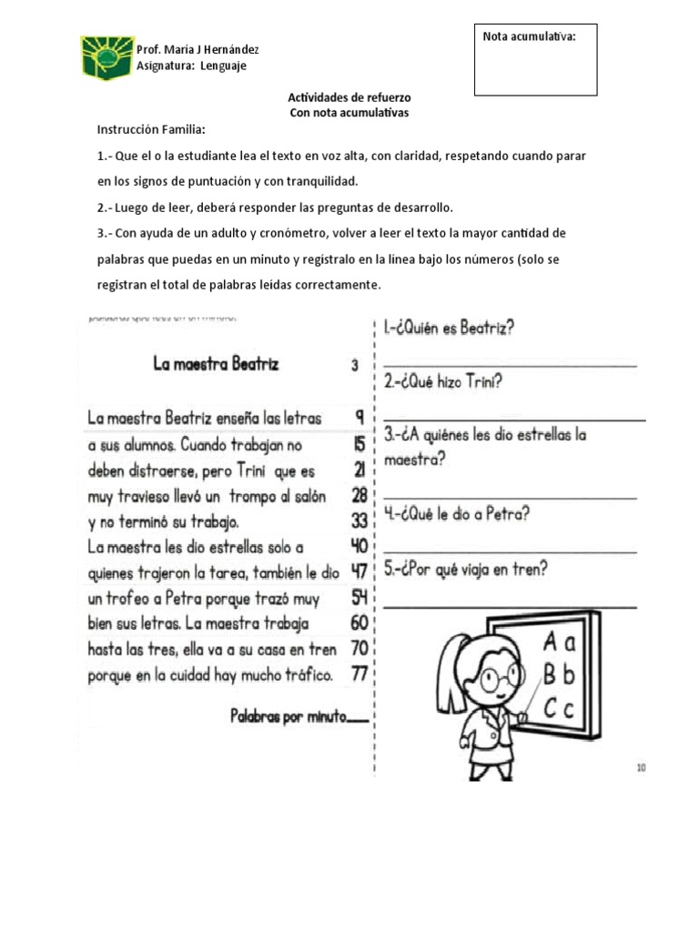 Lecturas Comprensivas Por Minuto | PDF