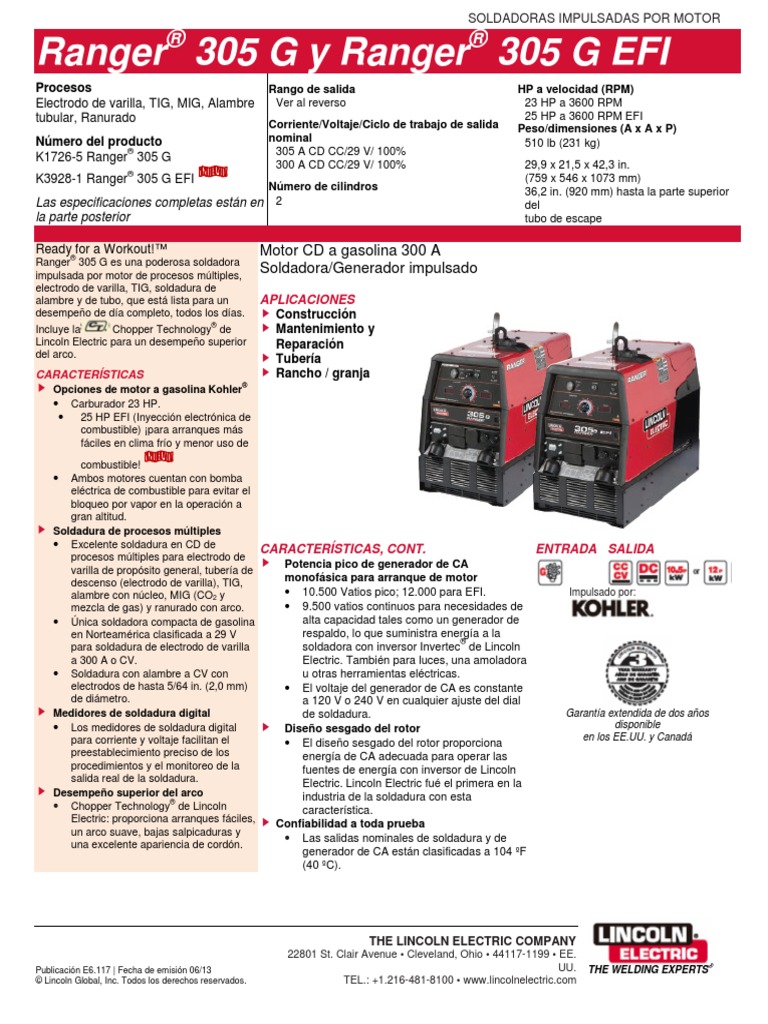 Lincoln Electric Ranger 305g | PDF | Soldadura | Construcción