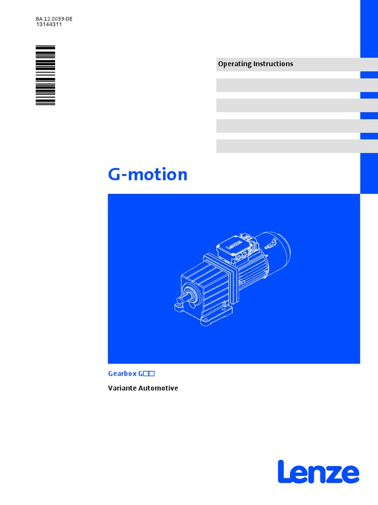 Operating Instructions for Gearbox GXX | PDF | Electric Motor | Gear