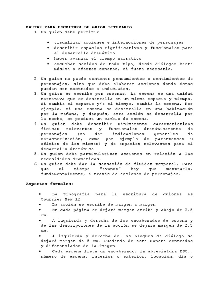 Pautas para Escribir un Guion Literario | PDF | Guión