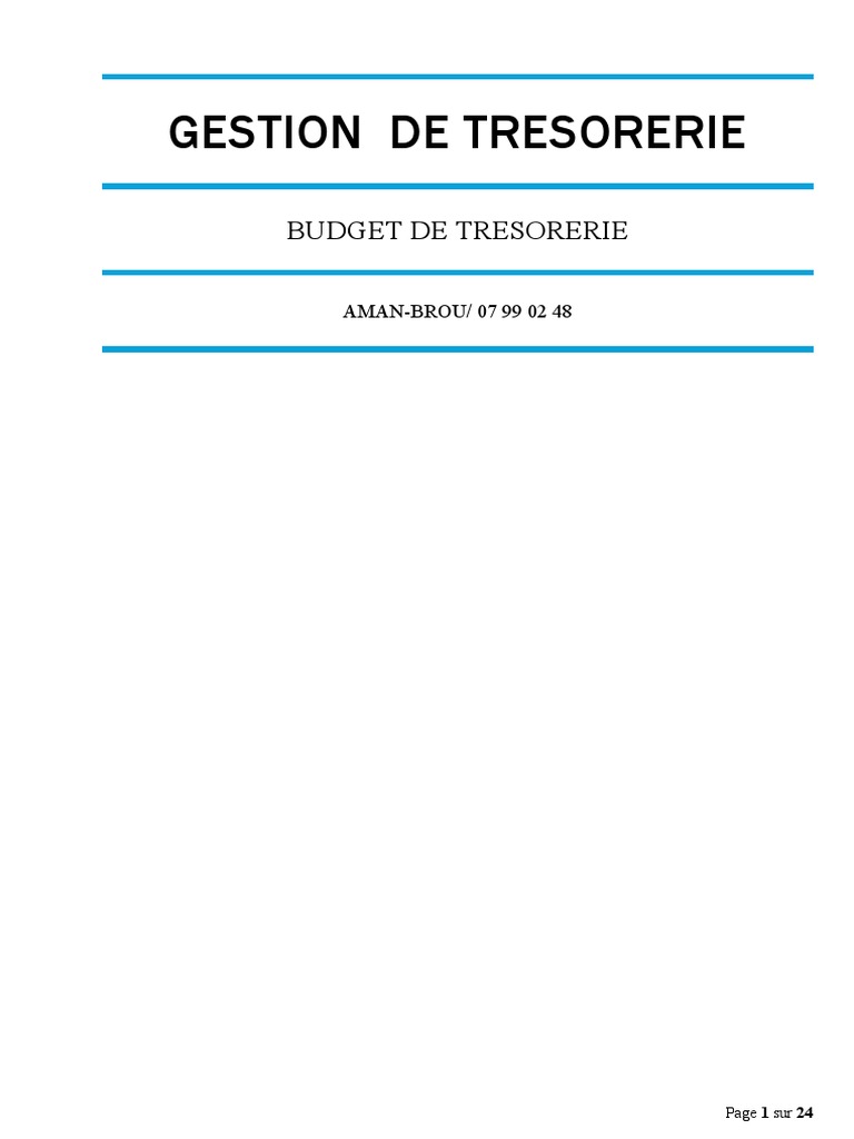 Cours Gestion de Tresorerie Aman-Brou | PDF | Banques | Finance et gestion monétaire
