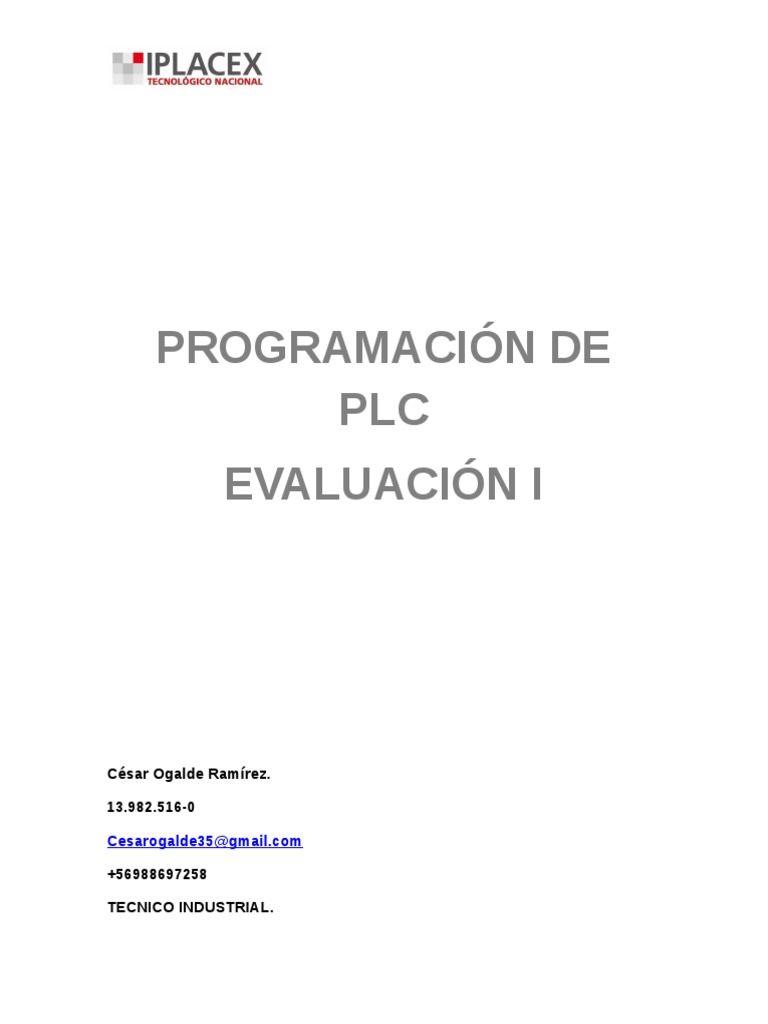 EVA 1 Programacion de PLC | PDF | Relé | Memoria de acceso aleatorio