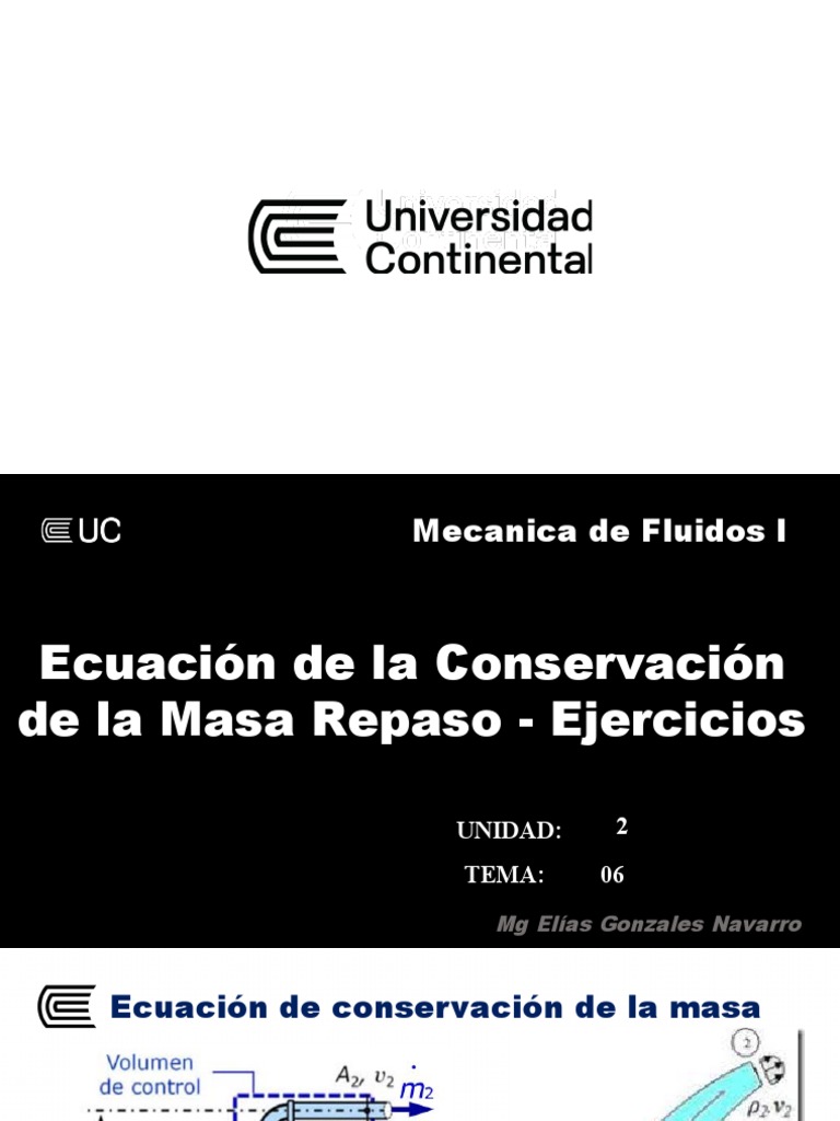Ecuacion de Continuidad - Repaso - Ejercicios S7U2 | PDF | Masa | Agua
