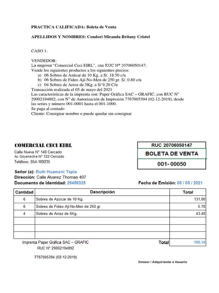 Diseño de Boletas de Venta 2021 | PDF