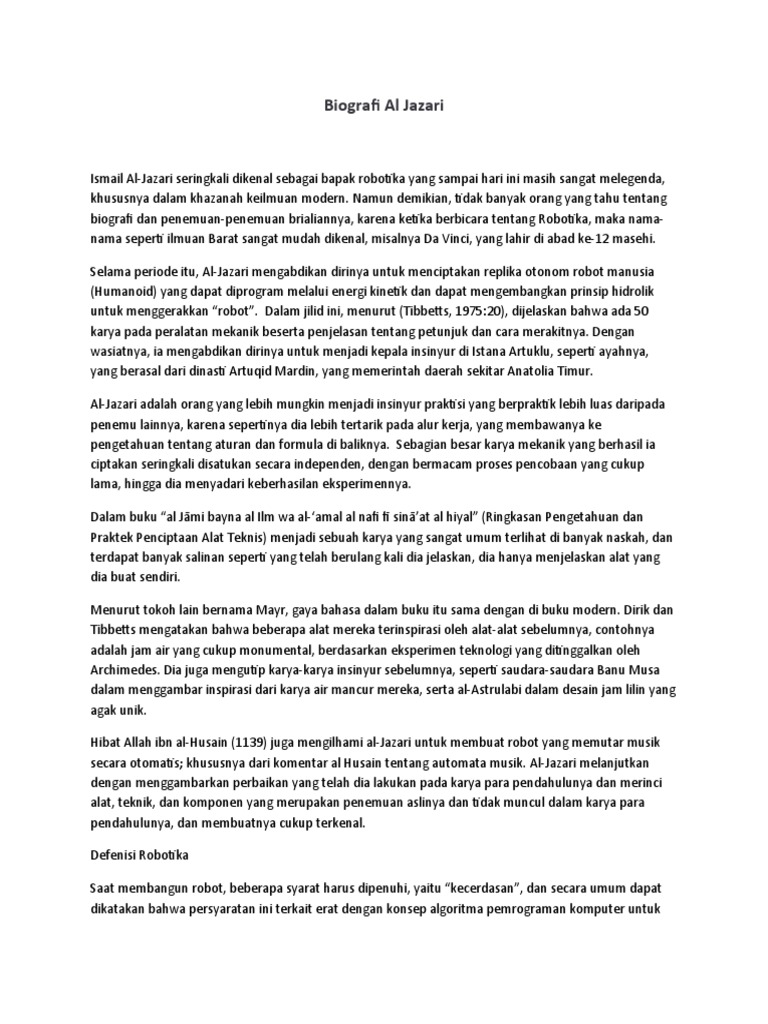 Biografi Ismail Al-Jazari dan Karyanya | PDF