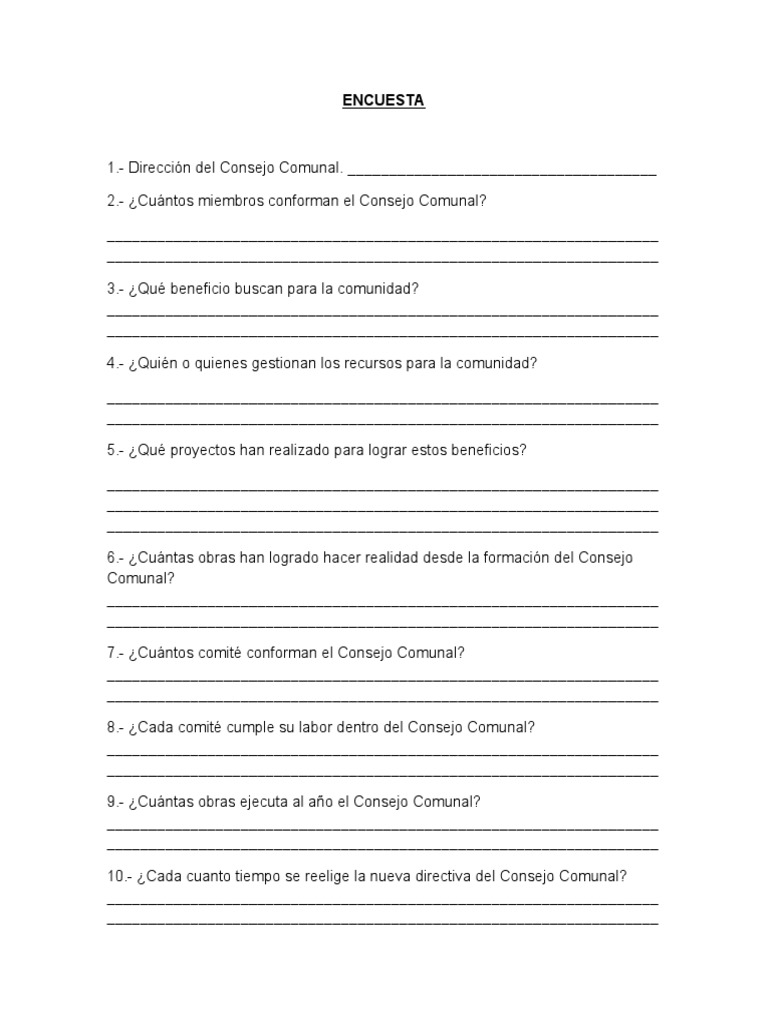 Encuesta Al Consejo Comunal | PDF