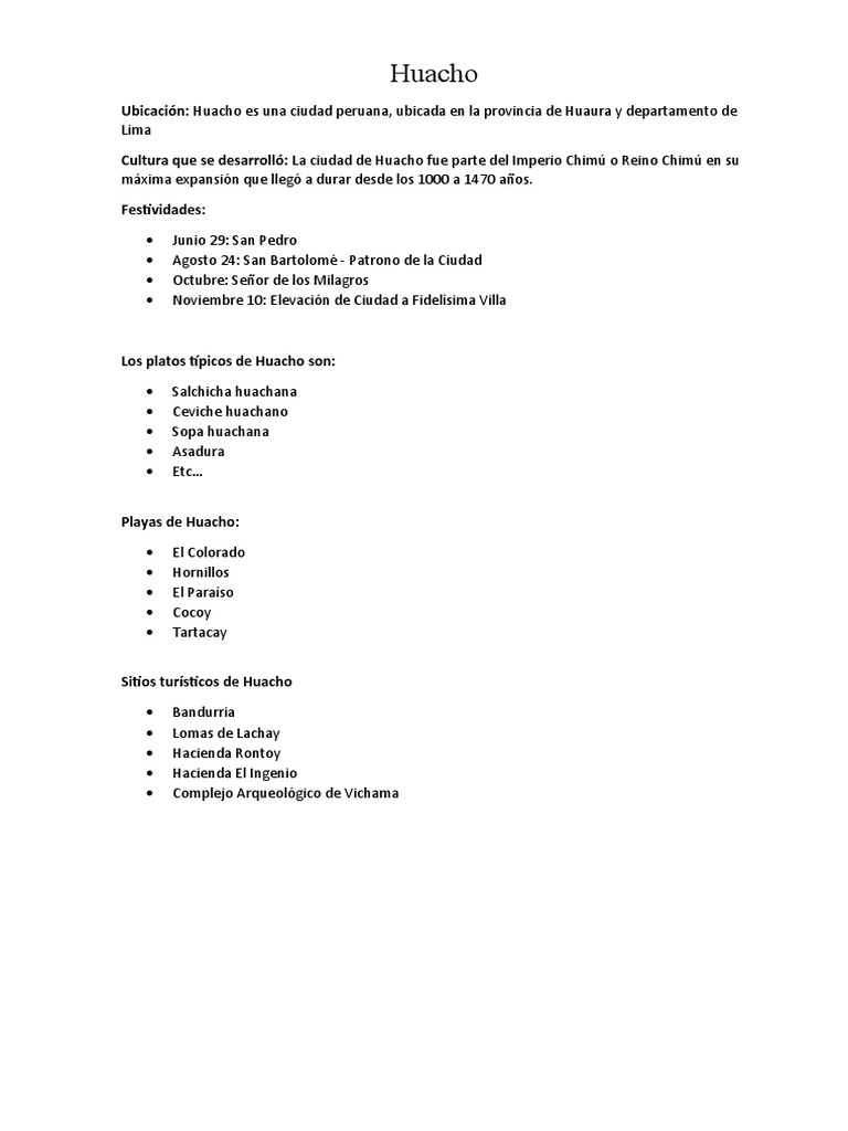 Huacho | PDF