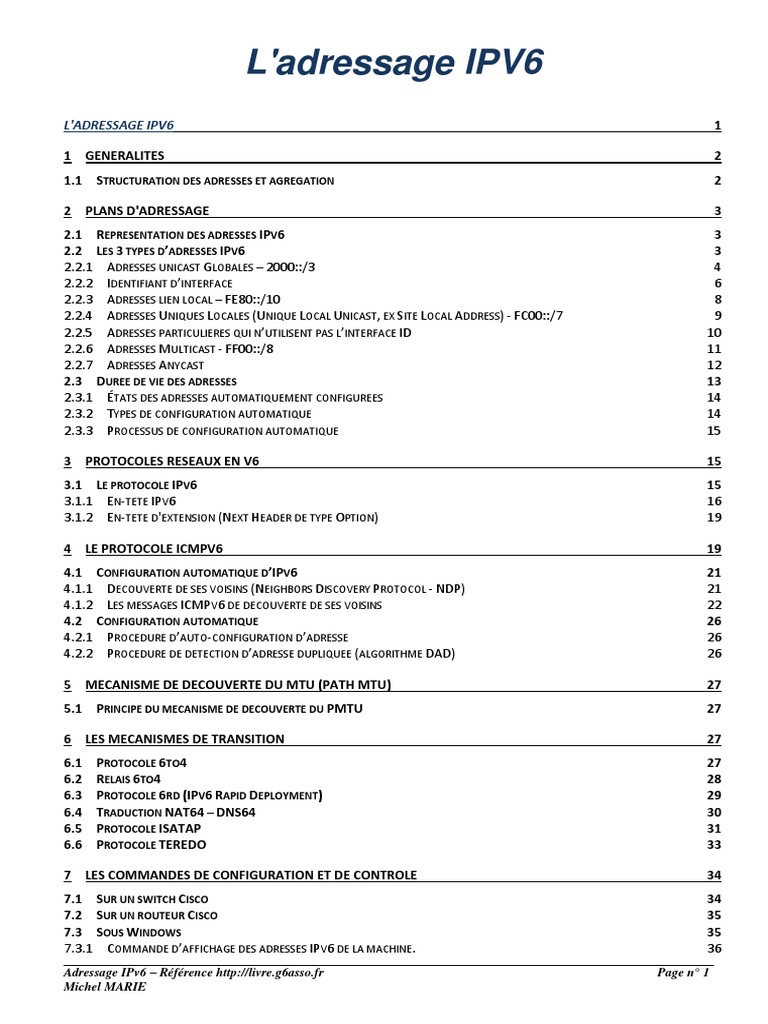 Cours IPv 6 | PDF | I Pv6 | Multidiffusion