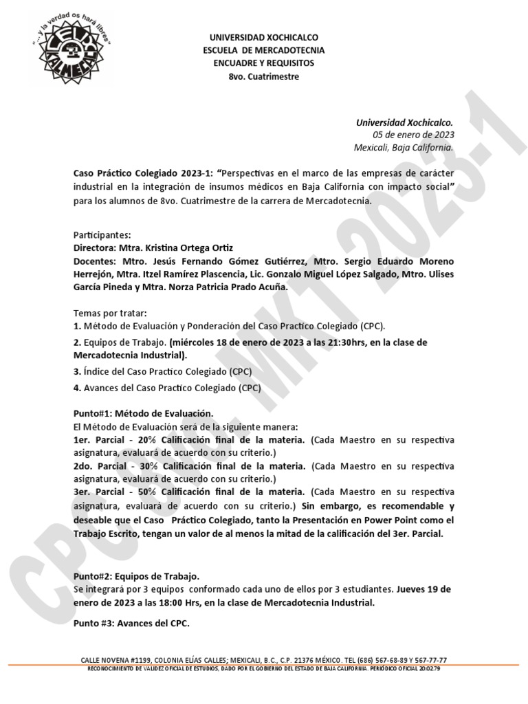 Requisitos CPC 2023-1 Mercadotecnia | PDF