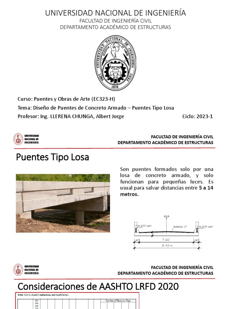 Clase Diseño Puentes Concreto Armado Losa 2023 1 Descargar Gratis Pdf