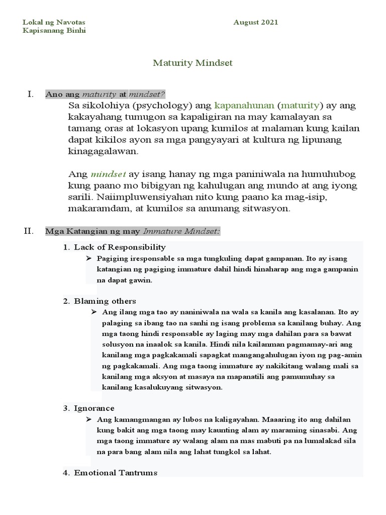 Maturity Mindset | PDF Maturity Mindset | PDF