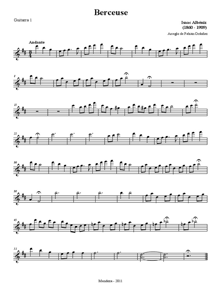Albeniz - Berceuse-Cuarteto - Guitar 1 | PDF