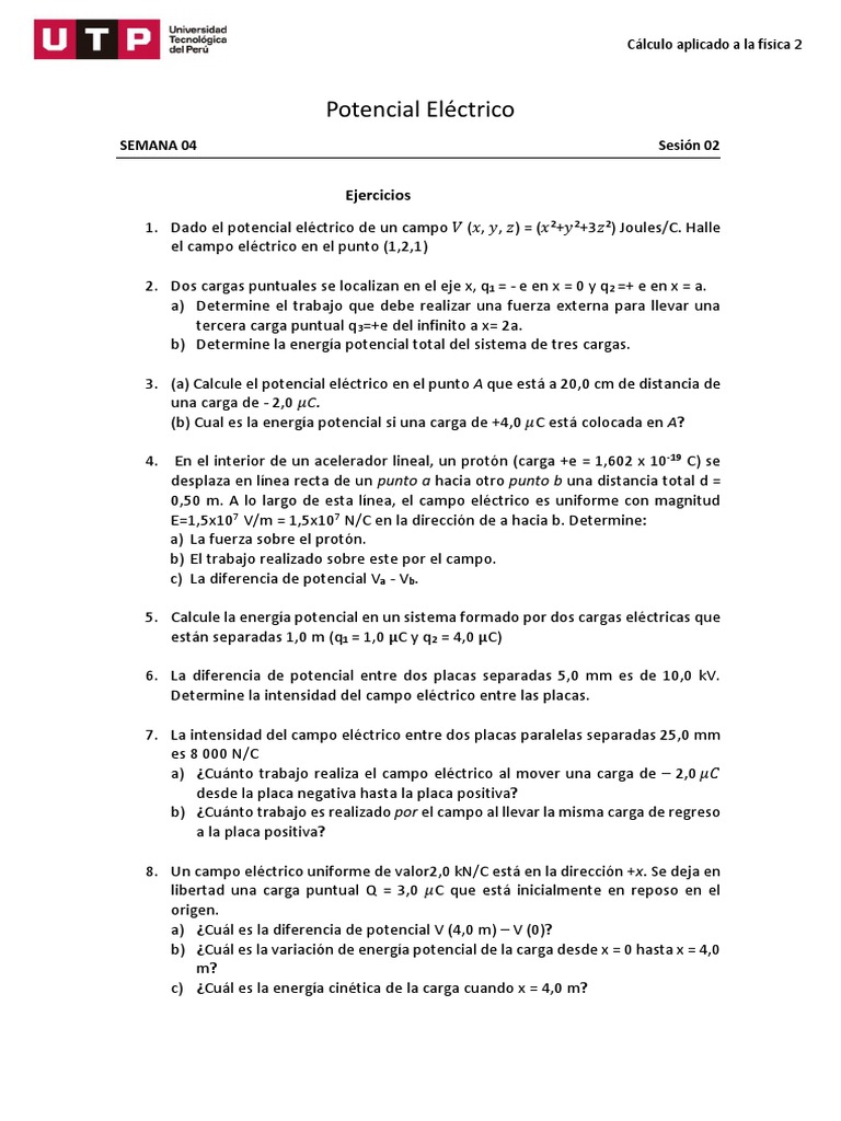 Potencial Electrico | PDF | Campo eléctrico | Energía potencial