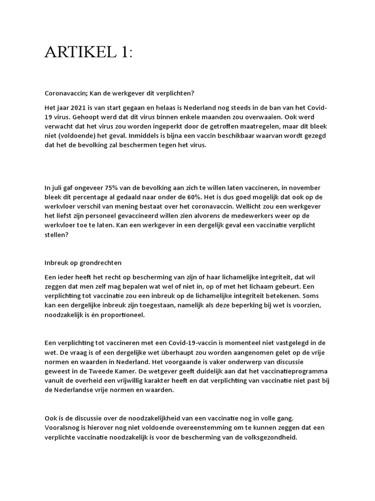 ARTIKELs Van Nederlands Betoog | PDF