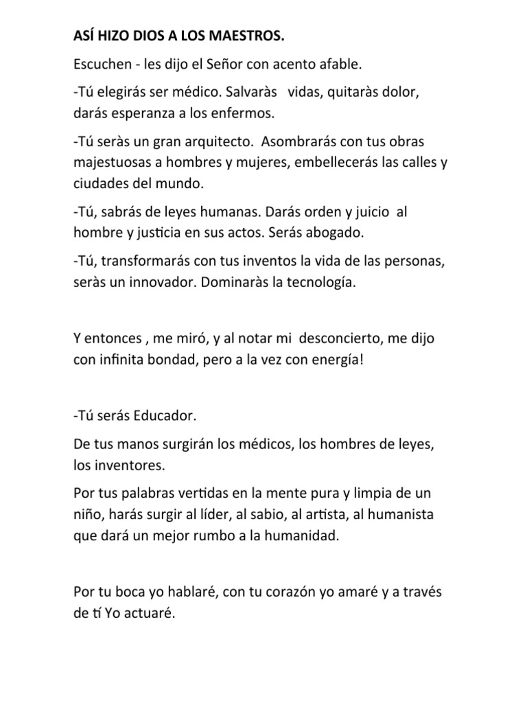 Vocación del Maestro según Dios | PDF