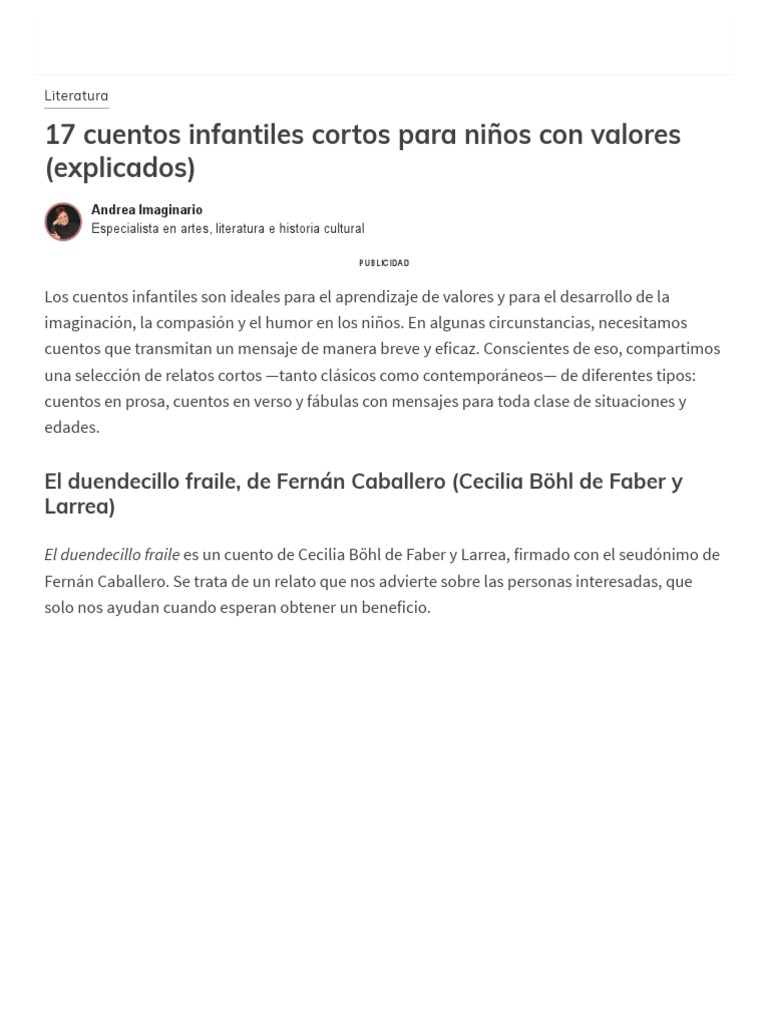 17 Cuentos Infantiles Cortos para Niños Con Valores (Explicados ...