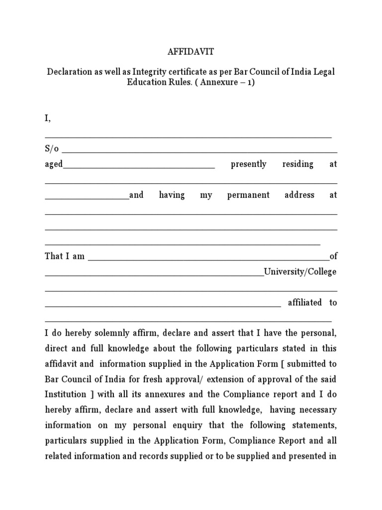 BCI Affidavit for Law College Approval | PDF | Government | Justice