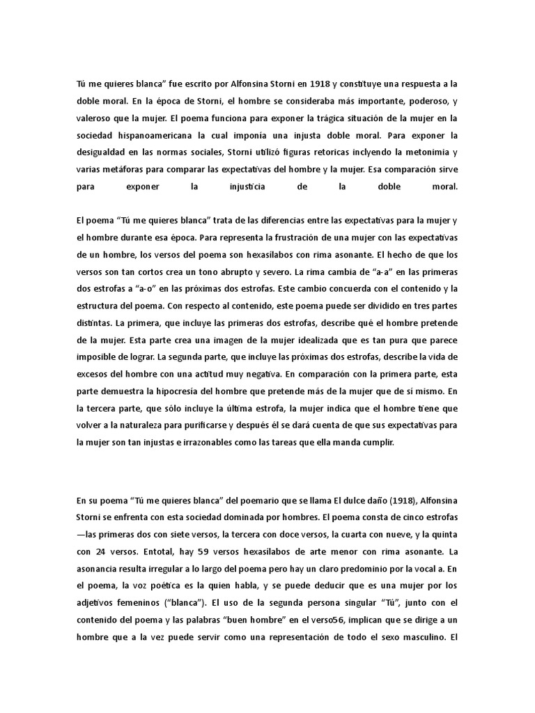 Documento (21) Tu Me Quieres Blanca, Analisis | PDF | Rima