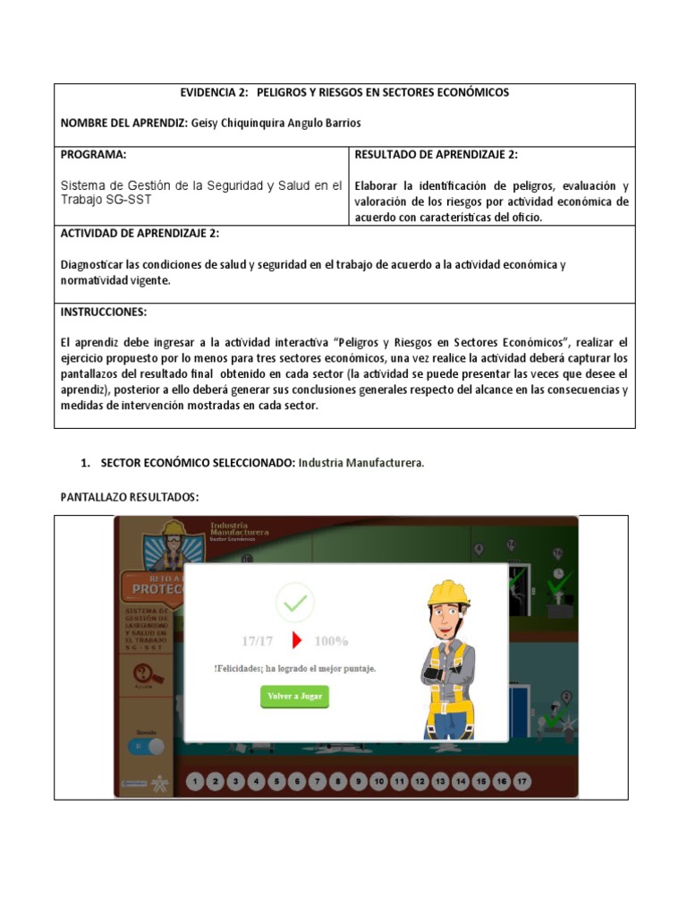 RAP2 - EV03 Actividad Interactiva Peligros y Riesgos en Sectores Económicos | PDF | Herramientas