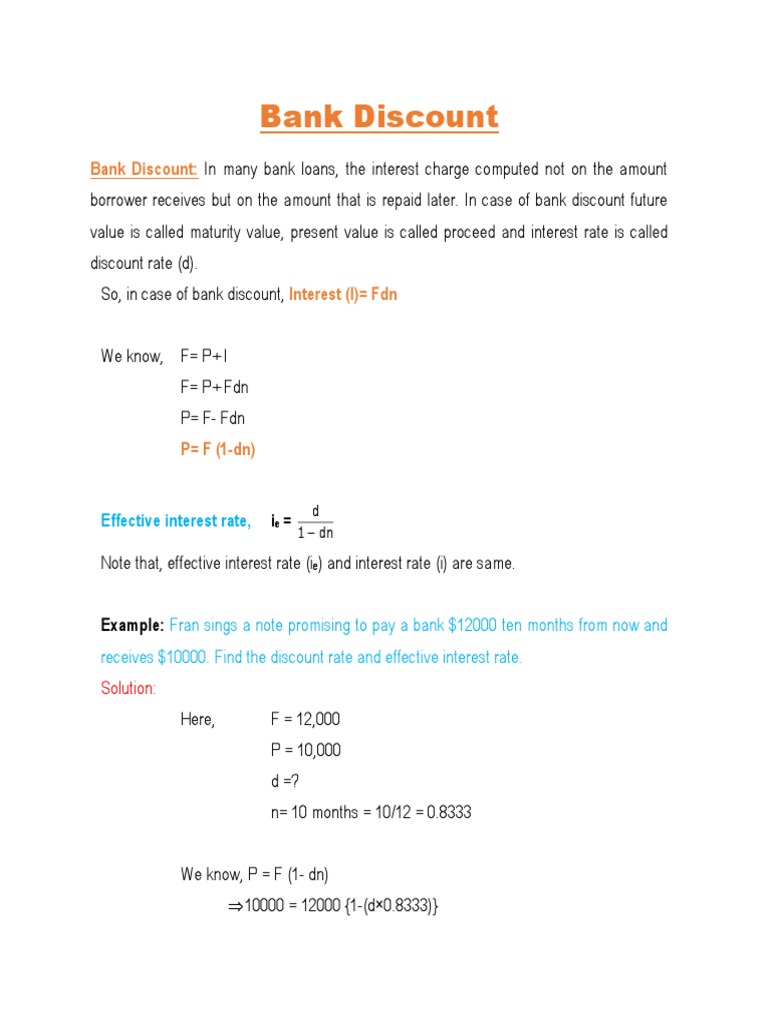 Bank Discount and Effective Rates Explained | PDF