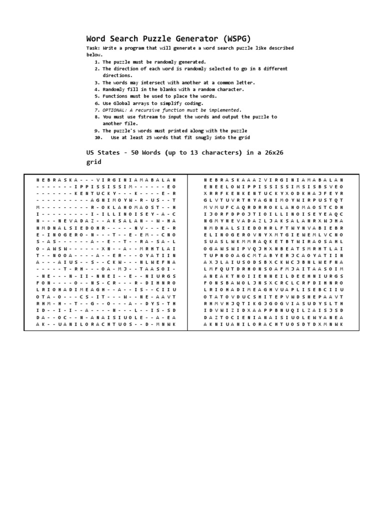Word Search Puzzle Generator Code | PDF | Word Search | Computer ...