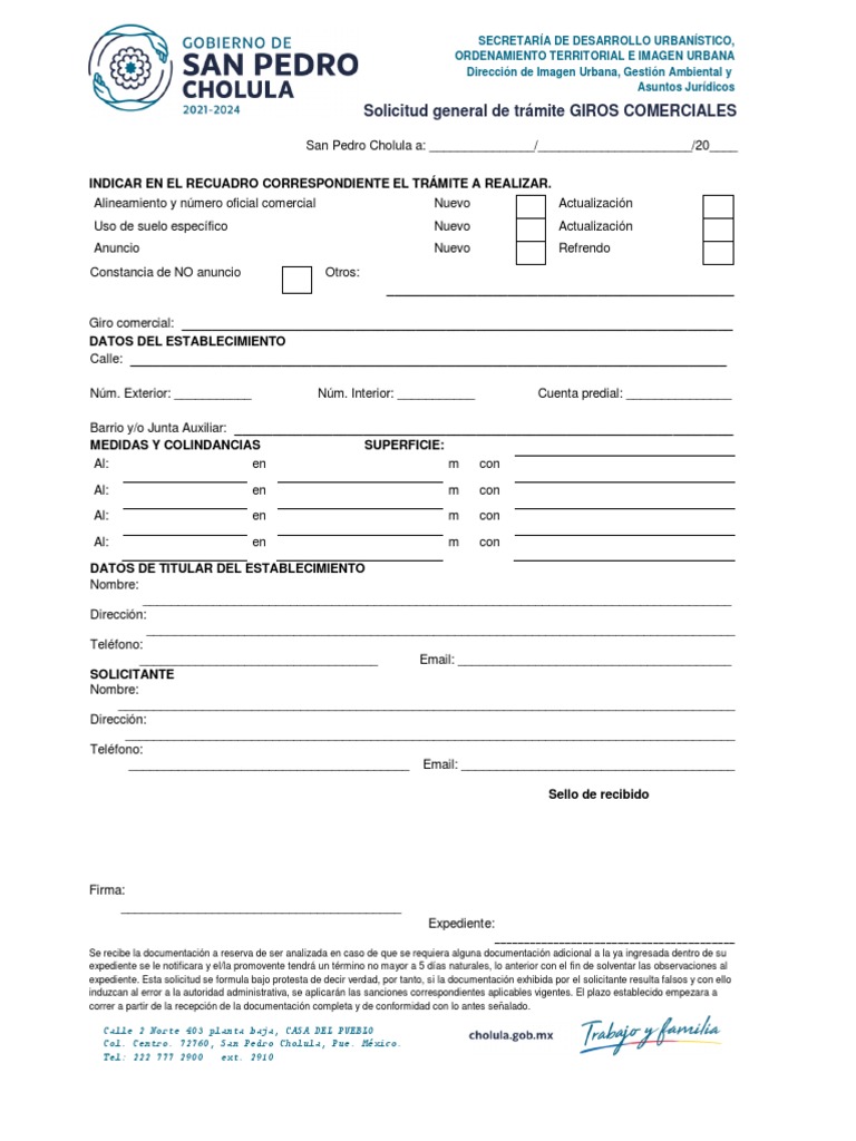 Solicitud General CHOLULA | PDF