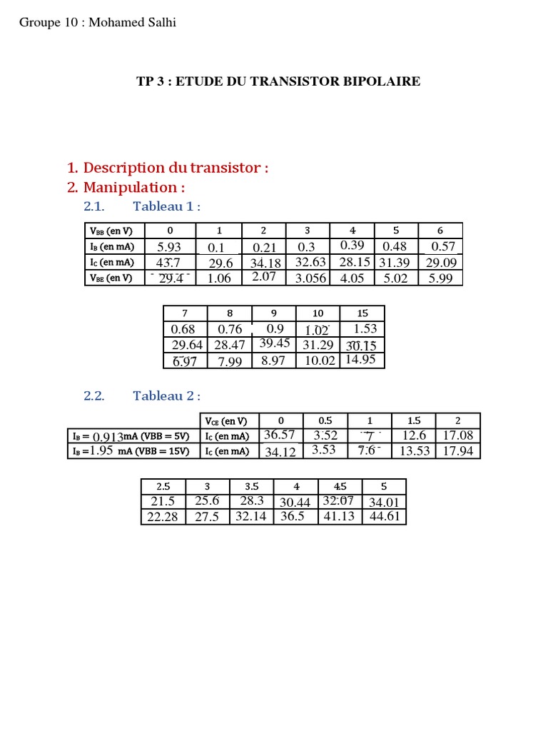 TP Analogique G10 | PDF