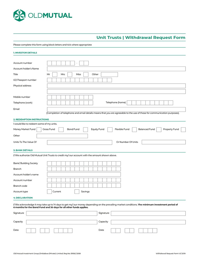 OMUT Withdrawal Request Form | PDF