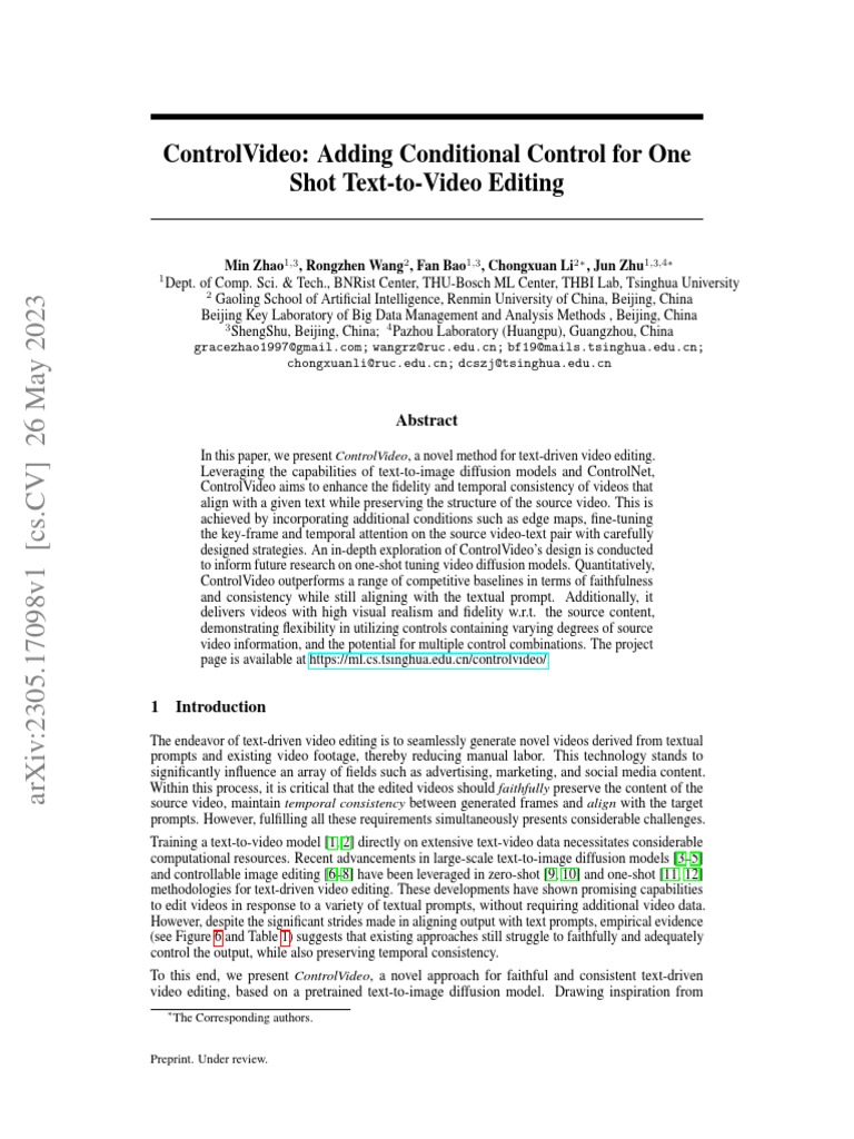 ControlVideo Adding Conditional Control For One Shot Text-to-Video Editing | PDF | Video | Attention