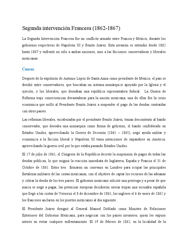 Segunda Intervención Francesa | PDF | México | Conflictos del segundo ...