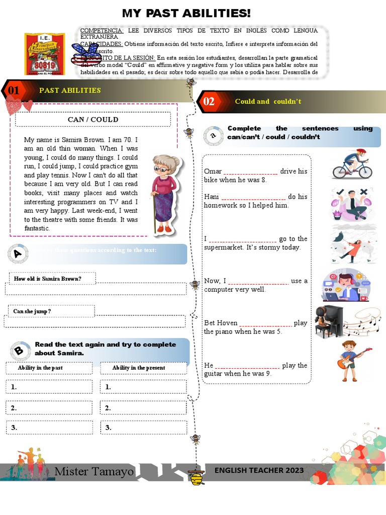 Ficha 3 - Und 03 - Semana3 - 3°-4to-Grado - My Past Abilities! | PDF