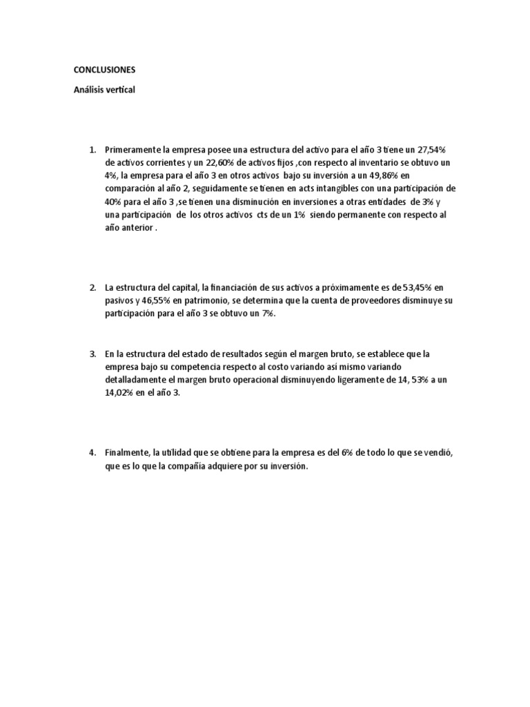 conclusiones analisis vertical y horizontal. | PDF