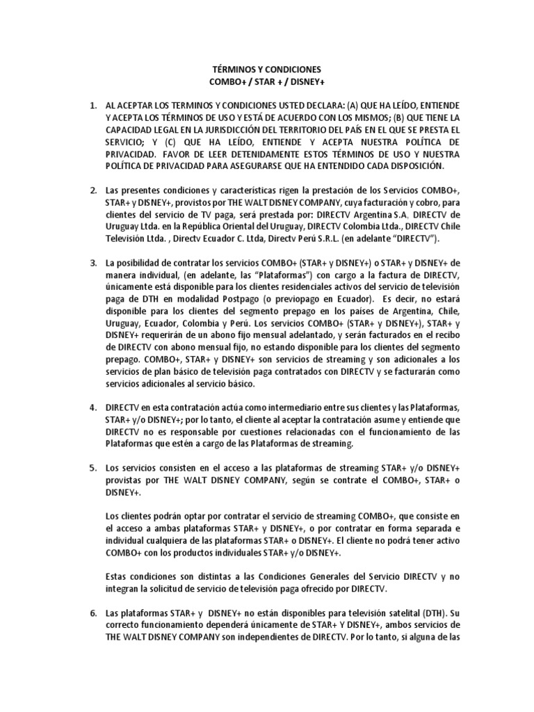 TyC Combo Star Disney DTV MiDIRECTV | PDF | Direc Tv | Smartphone