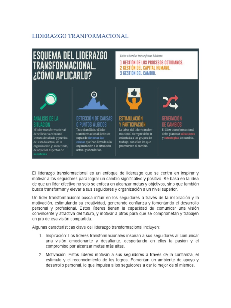 Definir Liderazgo Transformacional. | PDF