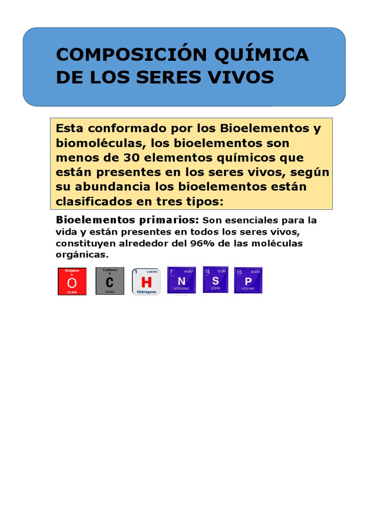 Composición Química de Los Seres Vivos | PDF