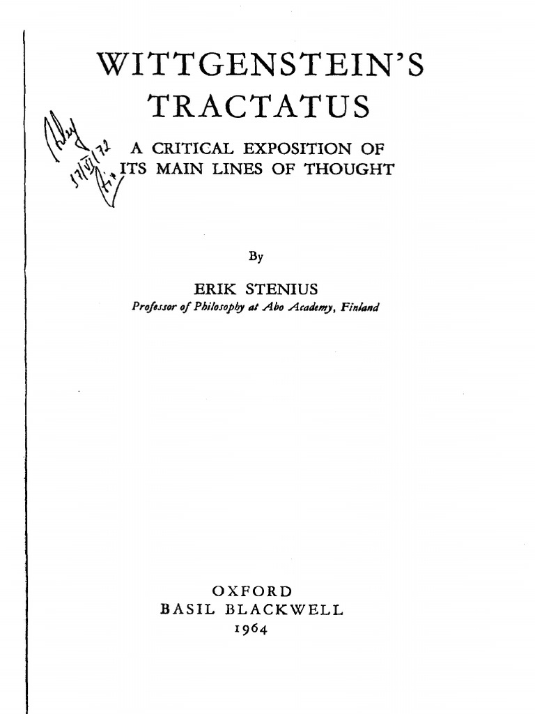 STENIUS, Erik - Wittgenstein's Tractatus. A Critical Exposition of Its ...