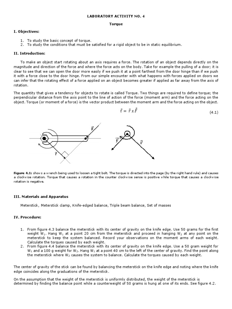 Activity 4 | PDF | Force | Torque