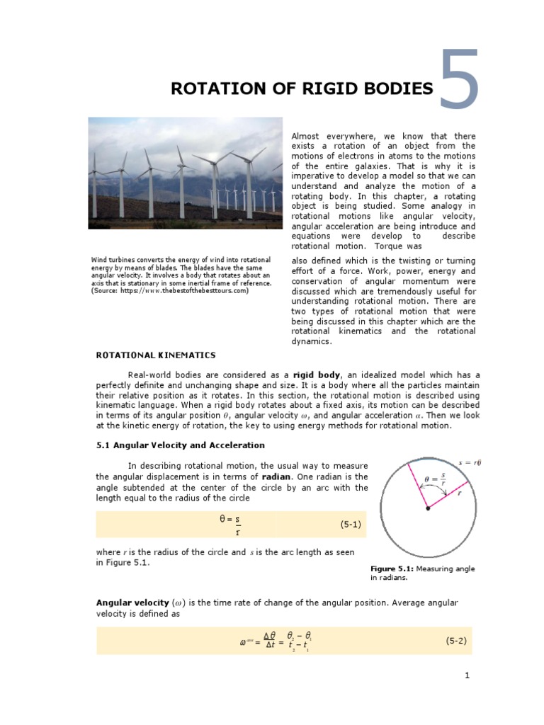 Chapter 5 Rotation | PDF | Rotation Around A Fixed Axis | Torque